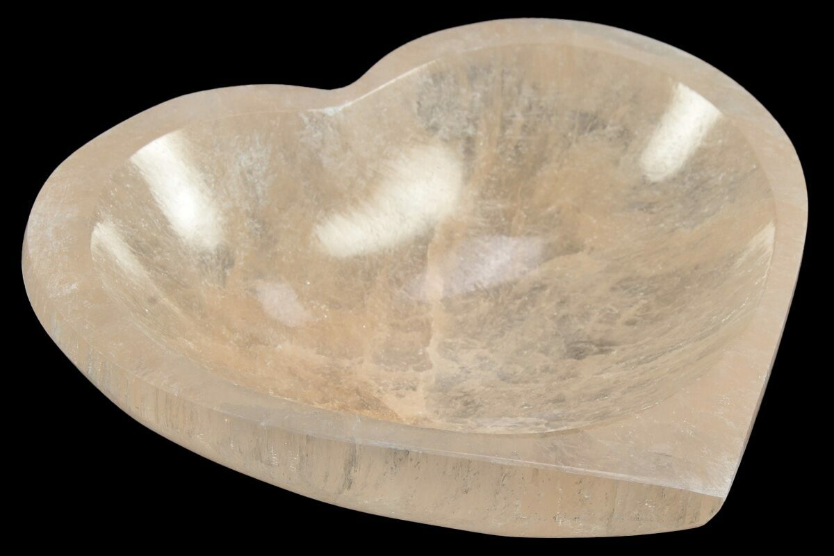 4" Polished, Orange "Selenite" (Satin Spar) Heart Shaped Dish For Sale ...