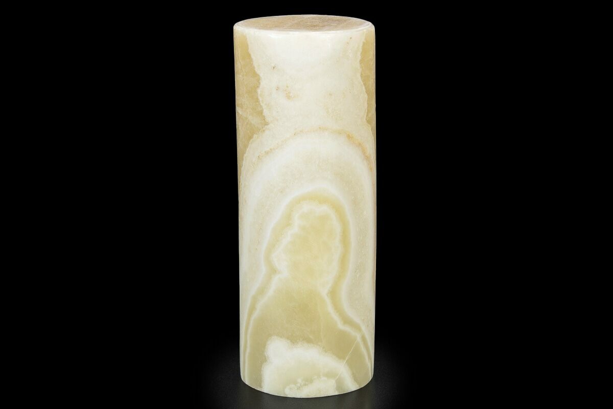 8" Tall Polished Banded Onyx (Aragonite) Cylinder Lamp - Includes LED Light For Sale - FossilEra.com