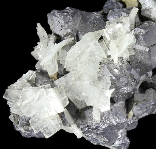 Bladed Blue Barite on Galena & Pyrite - Oumjrane, Morocco For Sale ...