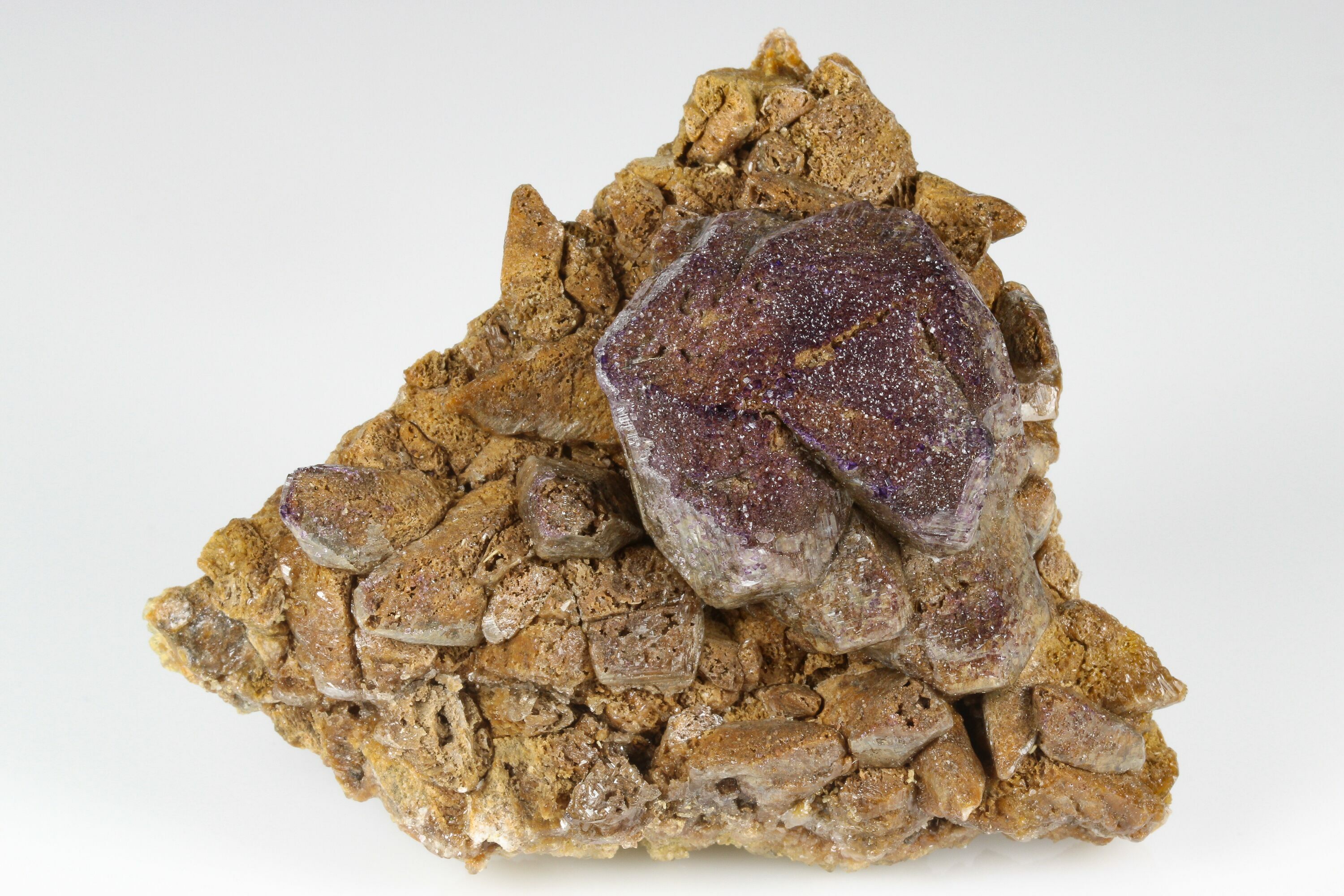 3.4" Calcite Crystal Cluster with Purple Fluorite - China (#177605) For ...