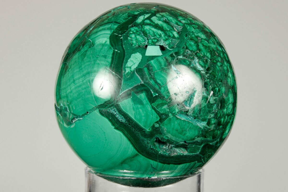 1.9" Flowery, Polished Malachite Sphere - Congo (#193463) For Sale - FossilEra.com
