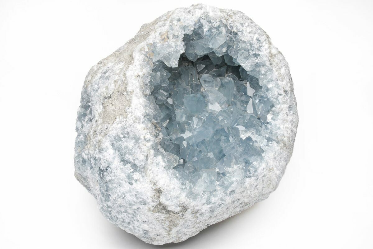5.2" Sky Blue Celestine (Celestite) Crystal Geode - Madagascar (#210381 ...