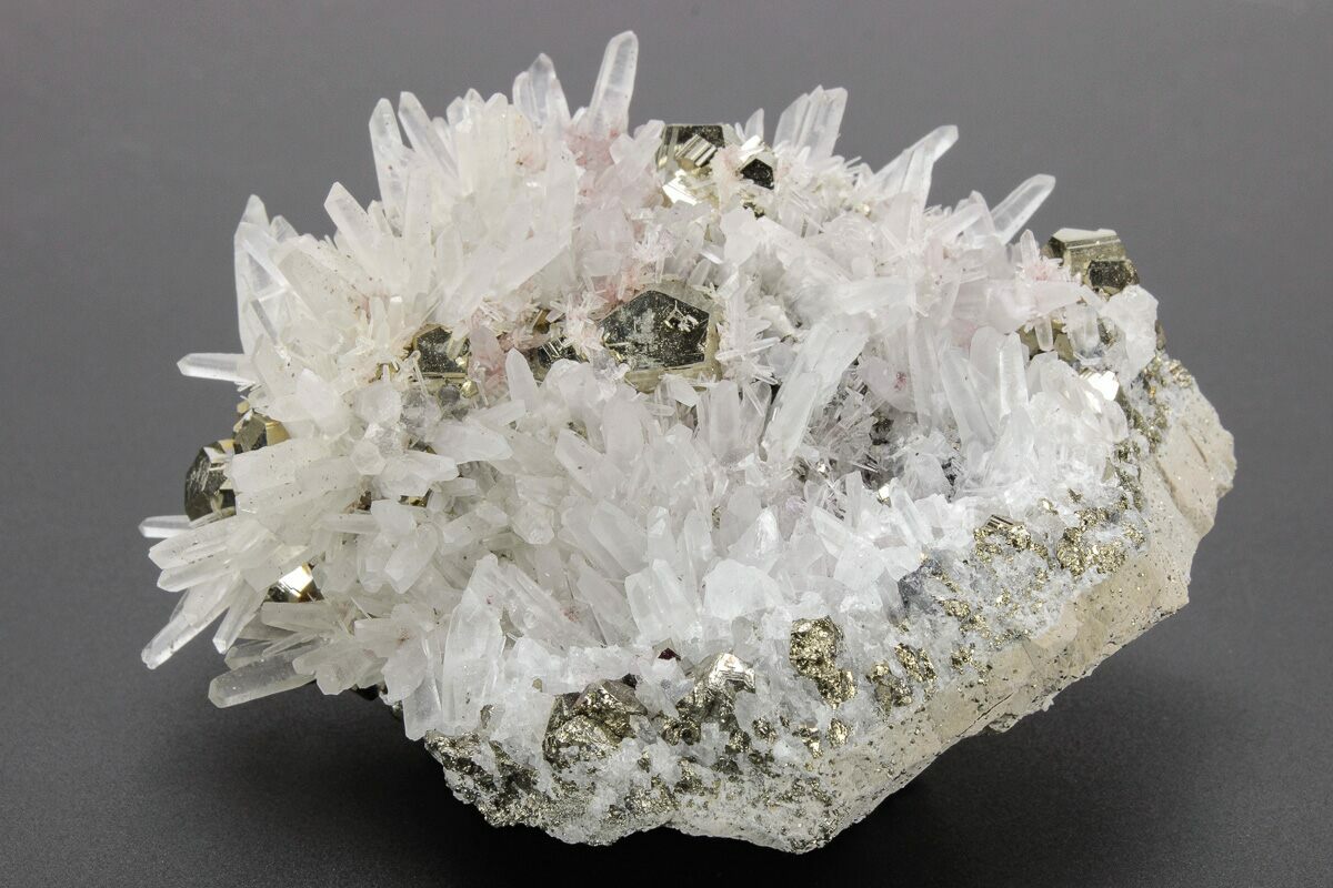2.9" Gleaming Pyritohedral Pyrite & Quartz Crystal Association - Peru ...