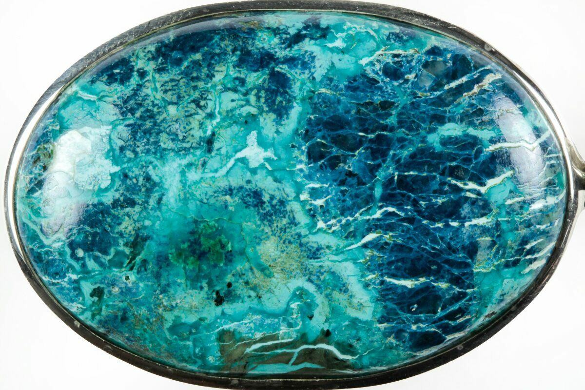 1.6" Vibrant Chrysocolla & Azurite Pendant - 925 Sterling Silver ...