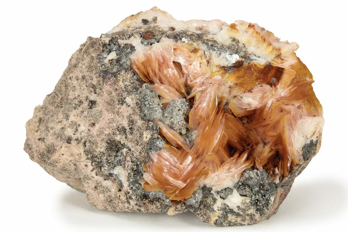 2.45" Cerussite Crystals with Bladed Barite on Galena - Morocco ...