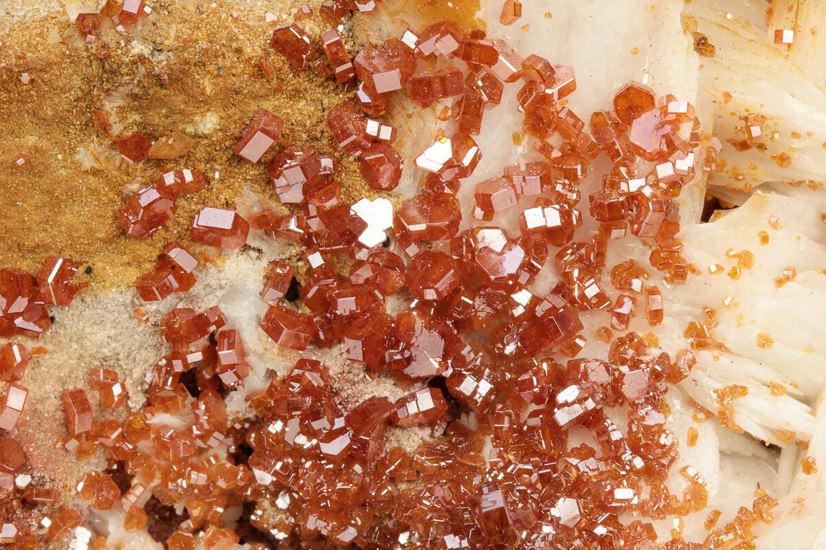 4.8" Sparkling, Ruby Red Vanadinite Crystals on Barite - Morocco ...