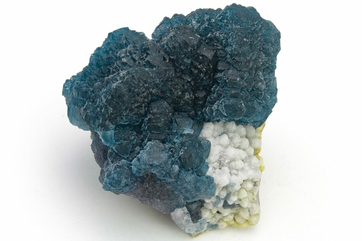 1.9" Blue, Cubic/Octahedral Fluorite Encrusted Quartz - Inner Mongolia ...