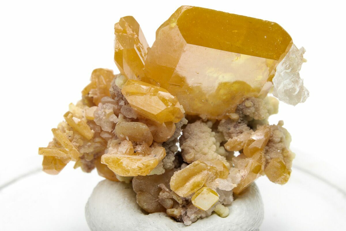 .85" Orange Wulfenite and Botryoidal Mimetite - La Morita Mine, Mexico ...
