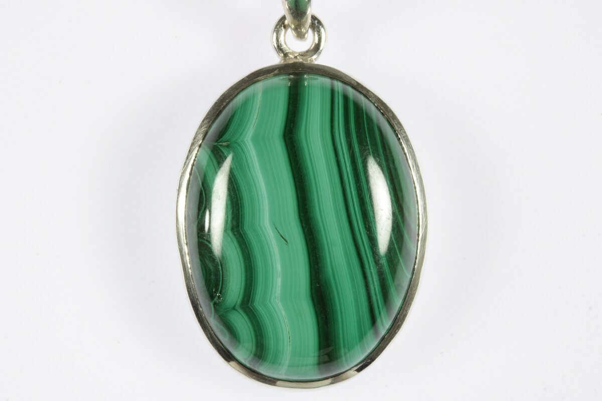 1.3" Vibrant Green Malachite Pendant - 925 Sterling Silver (#228624 ...