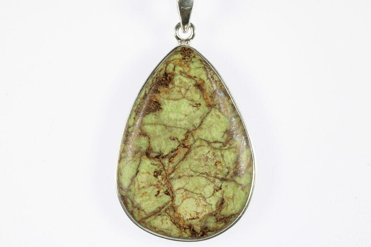 1.5" Green Gaspeite Pendant (Necklace) - 925 Sterling Silver (#228716 ...