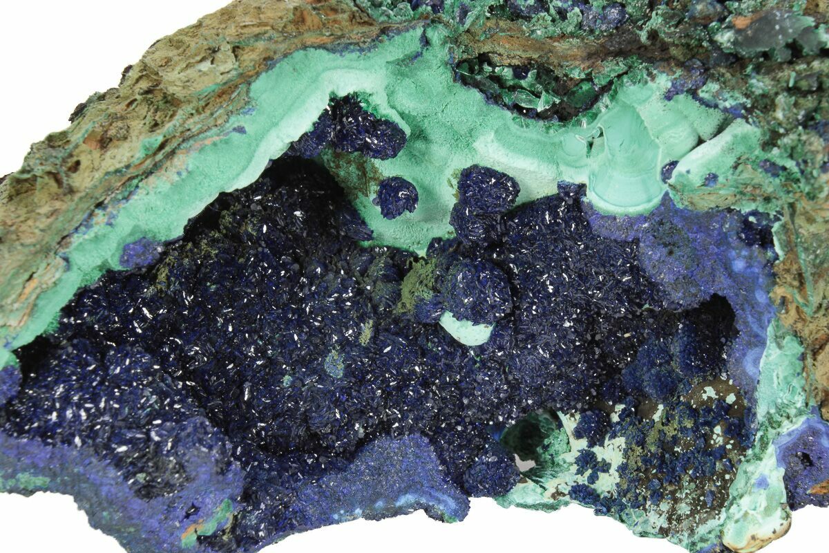 4.6" Sparkling Azurite Crystals on Fibrous Malachite - China (#231831 ...
