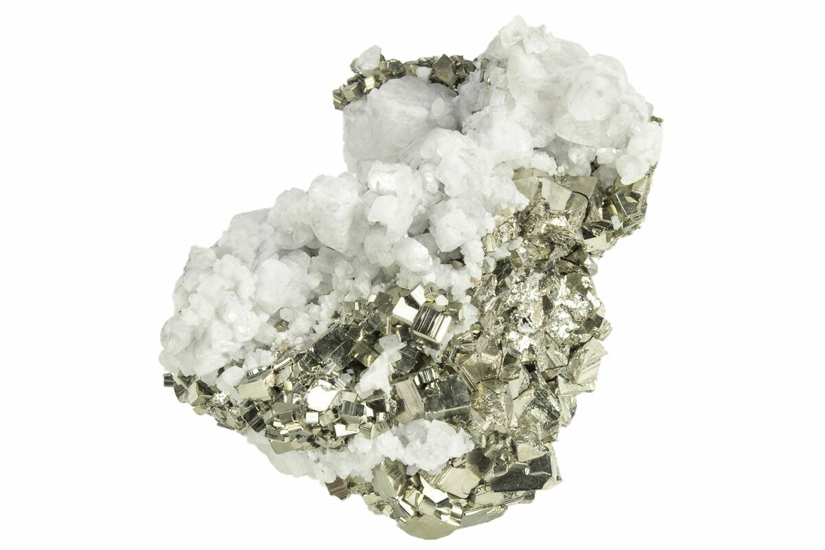 3" Gleaming Pyrite Crystals with Fluorescent Calcite Crystals - Peru ...