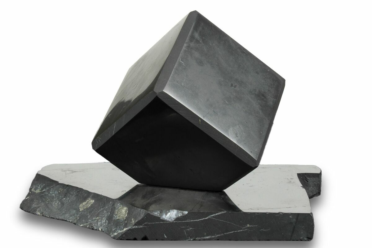 2.1" Polished Shungite Cube With Base (#243414) For Sale - FossilEra.com