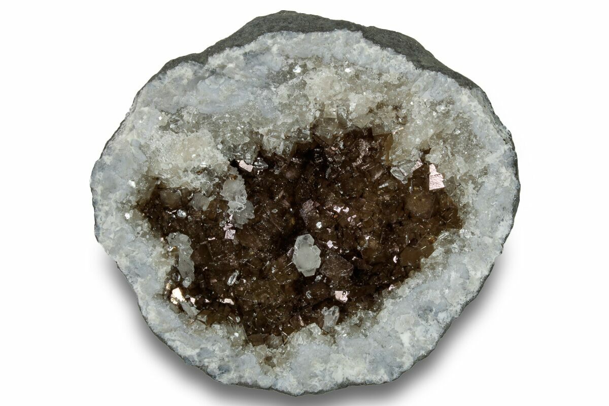 2.1" Keokuk Quartz Geode with Calcite Crystals (Half) - Missouri ...