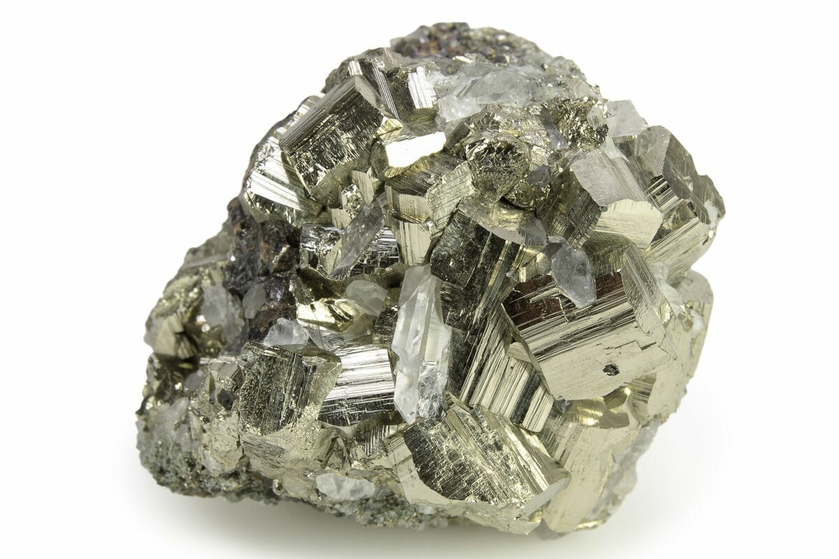 1.8" Gleaming Pyrite Crystals on Quartz - Peru (#257289) For Sale ...