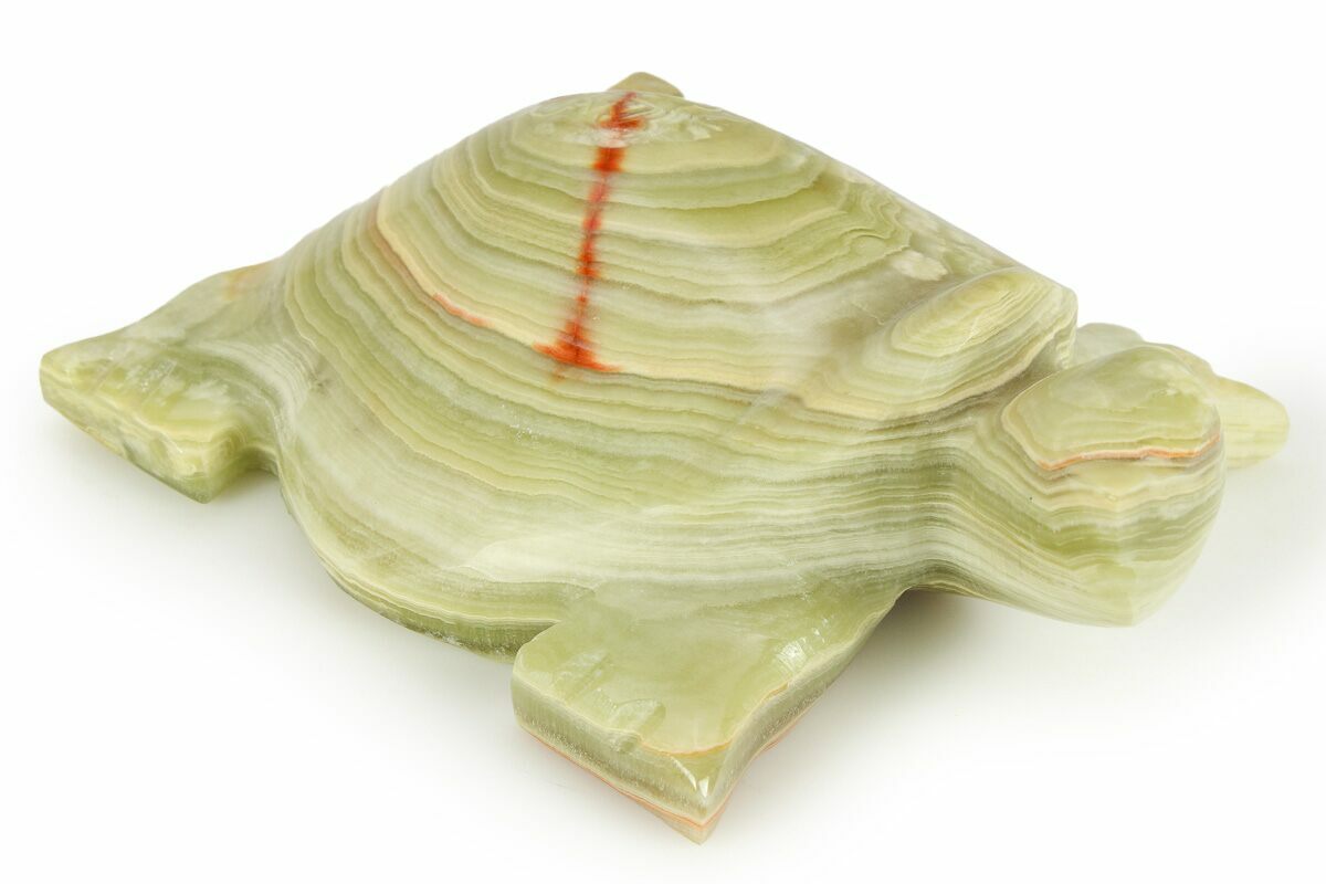 4.2" Carved Green Banded Calcite Turtle - Pakistan (#265507) For Sale ...