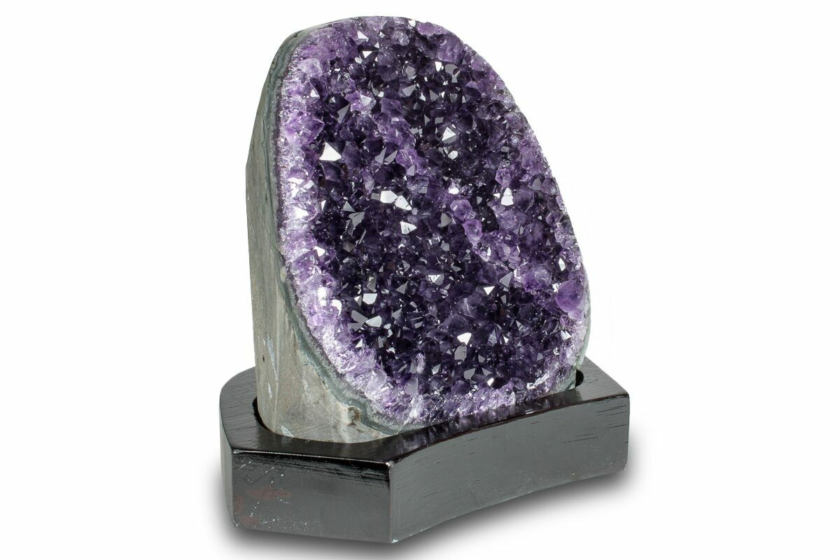 5" Dark Purple Amethyst Geode With Wood Base - Uruguay (#275633) For ...