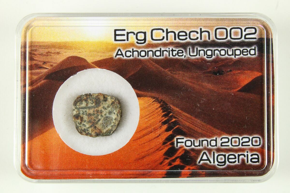 .42" Windowed Erg Chech 002 Meteorite (1.28 g)- Oldest Known Meteorite ...