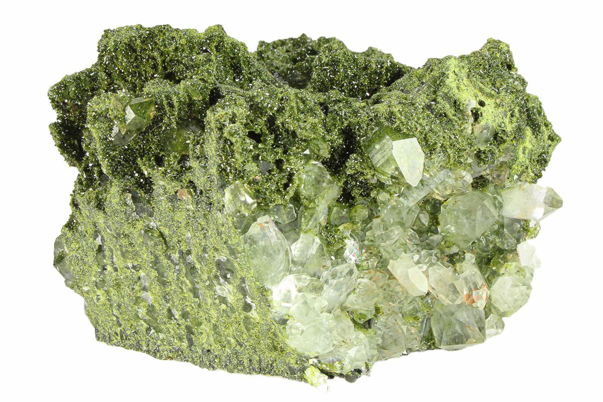 3" Sparkling Dark Green Epidote Crystals with Quartz - Turkey (#301737 ...