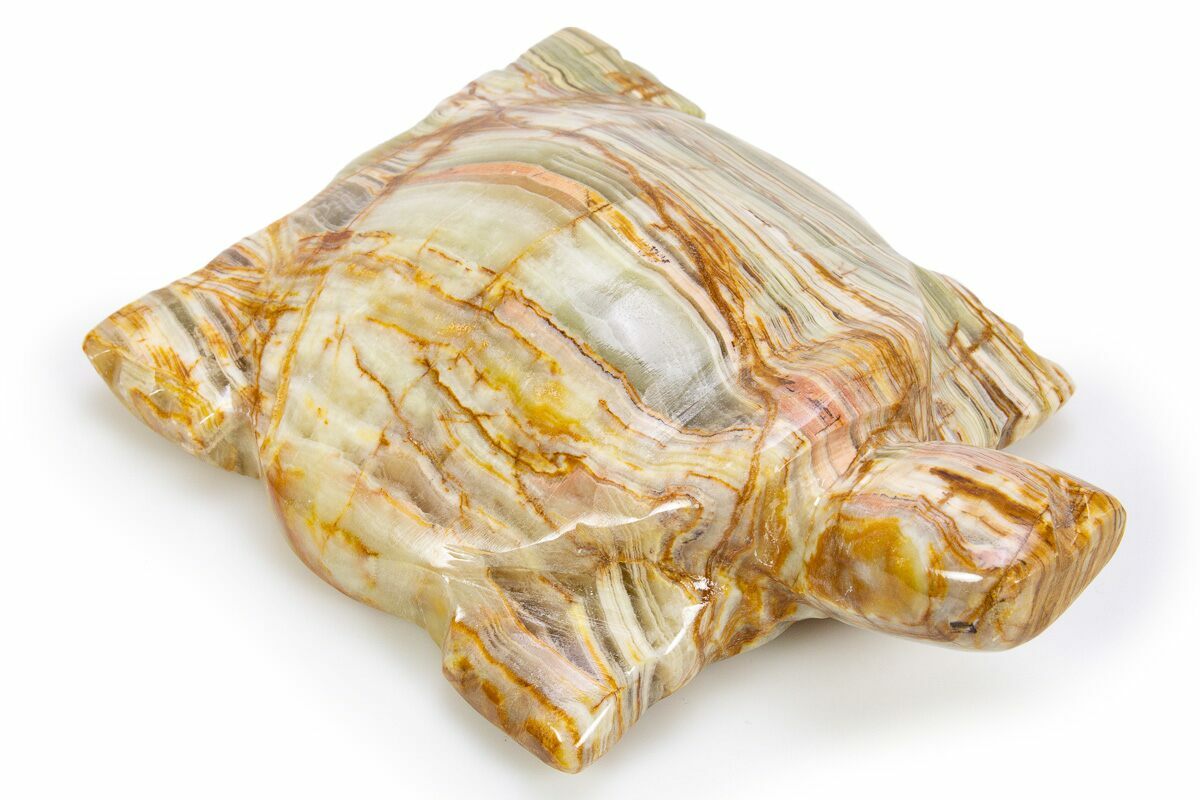 4.2" Carved Green Banded Calcite Turtle - Pakistan (#301407) For Sale ...