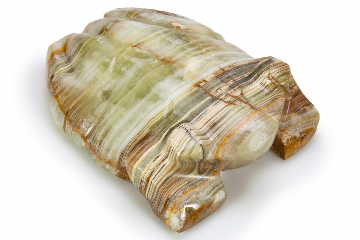 4.1" Carved Green Banded Calcite Frog - Pakistan (#301428) For Sale ...