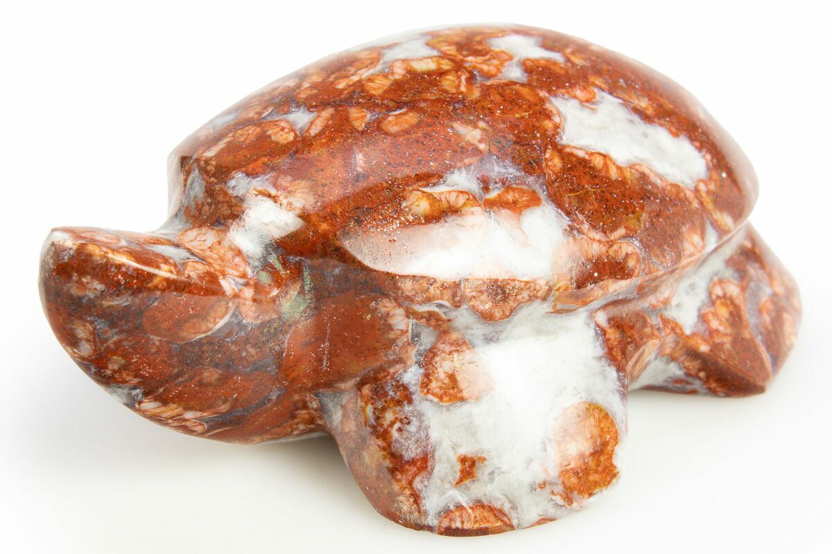2.2" Polished Red Flower Marble Turtle - India (#311887) For Sale - FossilEra.com