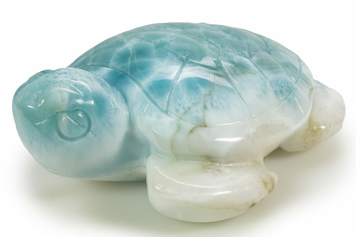 2.2" Stunning Carved Larimar Sea Turtle - Dominican Republic (#314979 ...