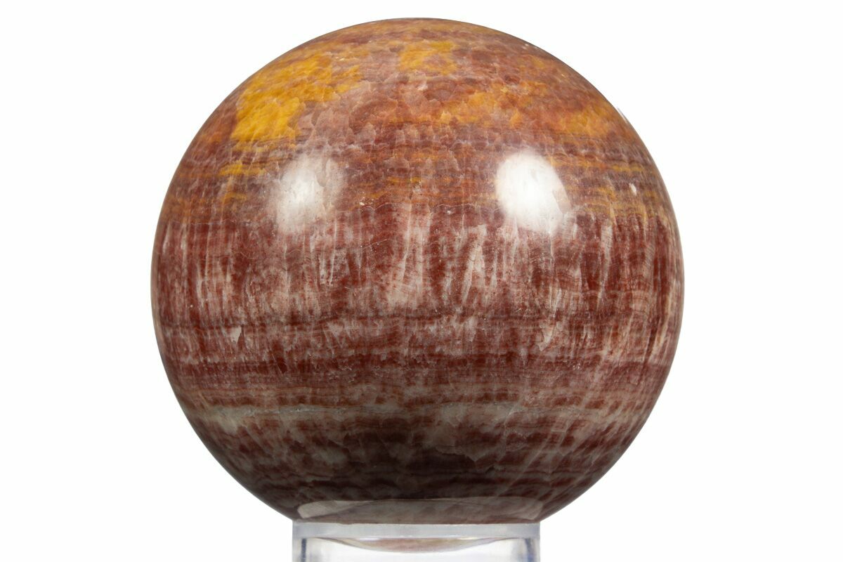 2.7" Polished Banded Red-Orange Calcite Sphere - China (#319455) For ...