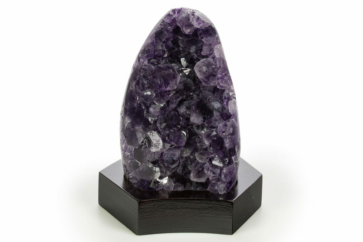 4.85" Deep Purple Amethyst Geode With Wood Base - Uruguay (#320568) For ...