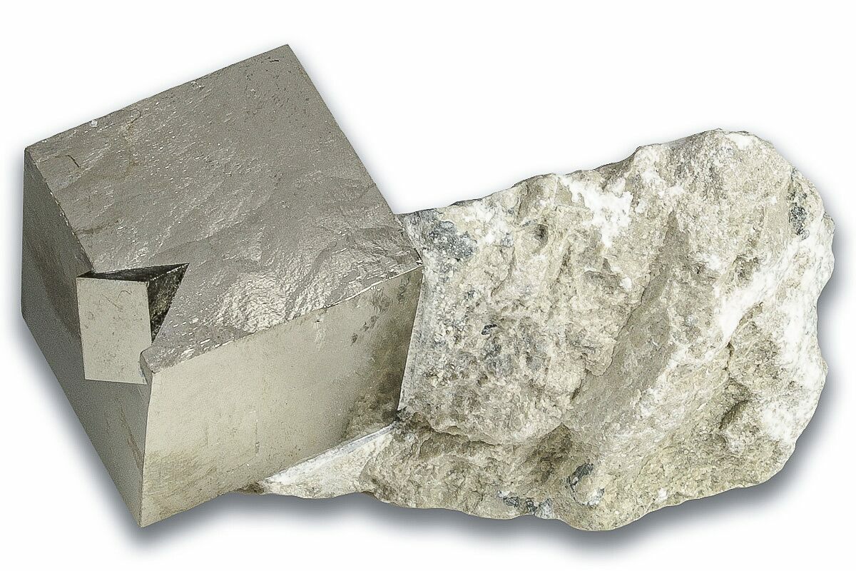 .91" Natural Pyrite Cube In Rock - Navajun, Spain (#325010) For Sale ...