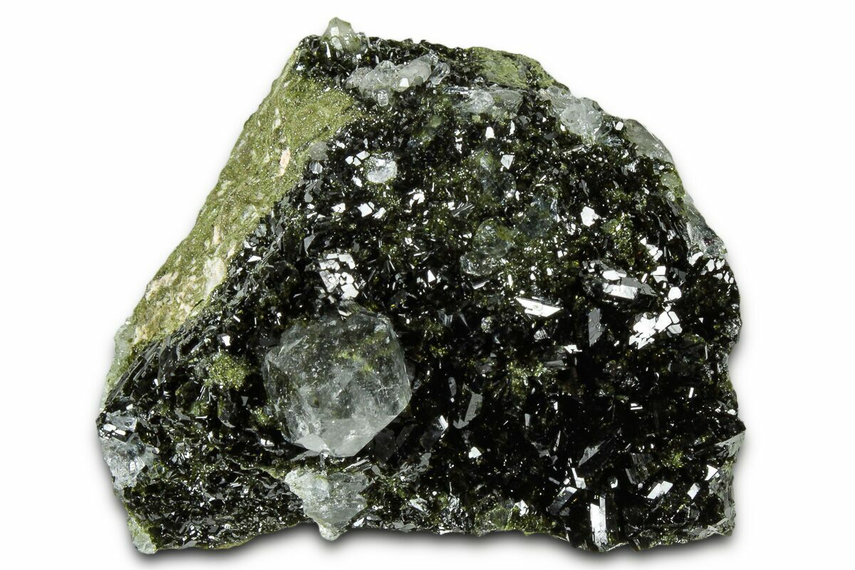 1.85" Sparkling Dark Green Epidote Crystals with Quartz - Turkey ...
