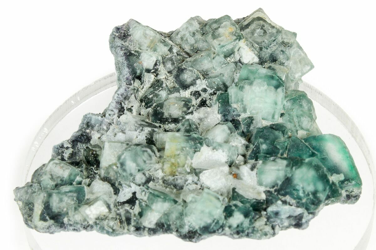 1.85" Green Cubic Fluorite Cluster With White Phantoms - Okorusu Mine ...