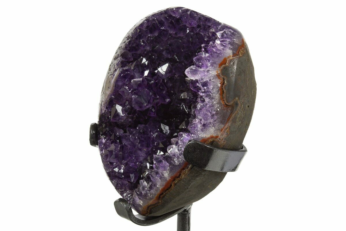 4.3" Deep-Purple Amethyst Geode With Metal Stand - Uruguay (#342508 ...