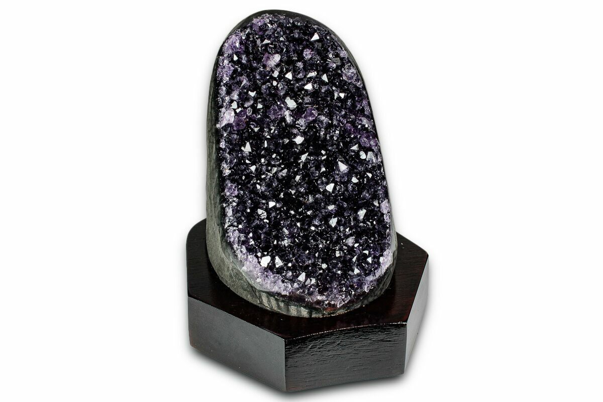 4.9" Deep Purple Amethyst Geode With Wood Base - Uruguay (#342842) For ...