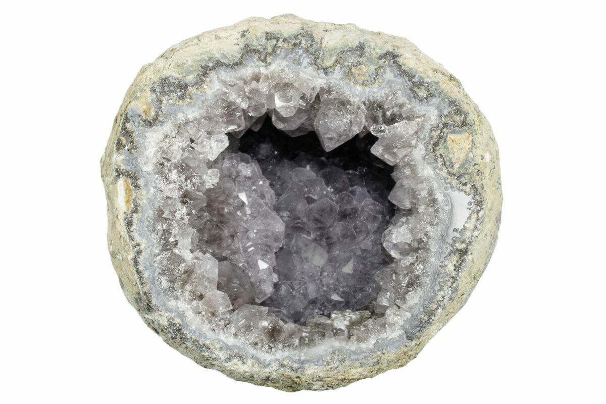 3.9" Las Choyas "Coconut" Geode Half with Smoky Quartz - Mexico ...